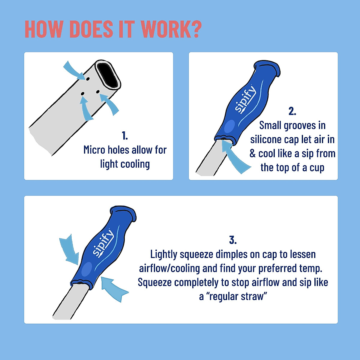 Protect Teeth from Coffee & Tea Stains - Flow Limiting Reusable Straws for Hot Drinks by Sipify - Stainless Steel Straws with Silicone Cover Aerate to Protect from Scalding - Dishwasher Safe - 2 Pack