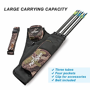 Perogen 3-Tube Compact Hip Target Quiver Holder Bow Belt Waist Hanged Archery Quiver (Black)