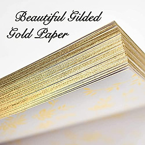 Gold Floral Wedding Guest Book with Gold Pen, Guest Sign-in Book White Cover with Foil for Guests Visitors to Sign at Wedding Party Hotel Baby Bridal Shower, Wedding Guestbook Alternative