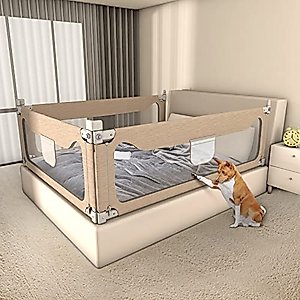 Bed Rails for Toddlers, Extra Tall Specially Designed for Twin, Full, Queen, King Size - Safety Bed Guard Rails for Kids (1 Side:78.74"(L) x27"(H), Khaki)