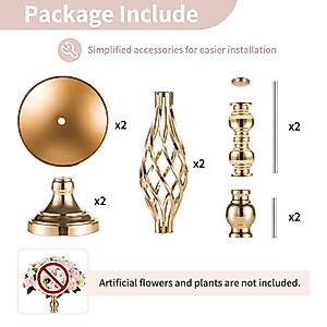 Versatile Metal Flower Arrangement Stand & Pillar Candles Holder Set for Wedding Party Dinner Centerpiece Event Restaurant Hotel Decoration (2 x L, Gold)