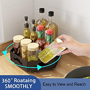 Lazy Susan Organizer Metal Turntable Organizer Height Adjustable Rotating Spice Rack for Pantry Cabinet, Kitchen Countertop, Cosmetic Table Storage (2 Tier)