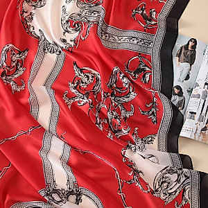 YMXHHB Silk Scarf 100% Mulberry Silk Fashion Scarves Long Lightweight Shawl Wrap (6710 Red)