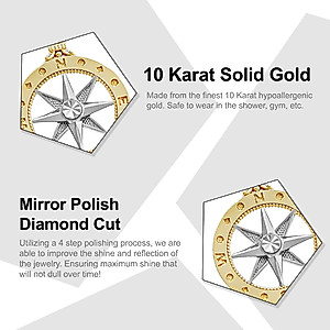 Charm America - Gold Compass Earrings - 10 Karat Solid Gold - Compass Jewelry