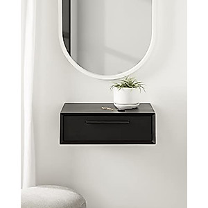 Kate and Laurel McCutcheon Floating Wood Storage Shelf, 18 x 12 x 6, Black, Decorative Transitional Floating Wall Shelf with a Concealed Cubby Compartment