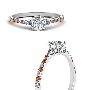 Gemsonclick Pear 3 Stone Cathedral Diamond Ring sterling silver Natural Garnet Round shape Red color Petite Engagement Rings prong Setting in Size 5 Party Wear Daily Wear Ornament