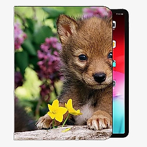 Hubin for New iPad 9.7 2018 2017 / iPad Air 2 / iPad Air 1 Case, Puppy Grass Wolf Cub Whit Auto Sleep/Wake Up