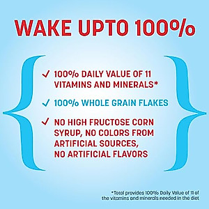 Total Breakfast Cereal, 100% Daily Value of 11 Vitamins & Minerals, Whole Grain Cereal, 16 oz