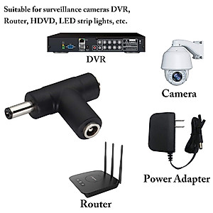 zdyCGTime 90 Degree Angle DC 5525Female to Male&Female Connector Multifunction DC Adapter DC Power Connector DC5.5x2.5mm Jack Coupler Converter for Laptop CCTV Camera Strip Lighting 4 PCS