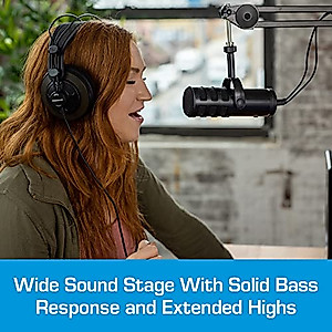 Samson Semi Open-Back Studio Reference Headphones, Black, Over Ear (.)