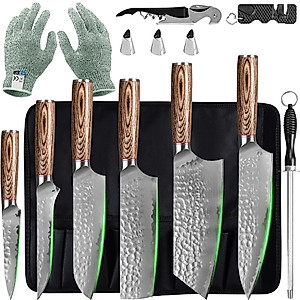 FULLHI Knife Set 13pcs Japanese Knife Set, Premium Japan Stainless Steel Kitchen Knife Set with Knife roll package