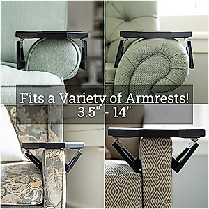 Clip On Tray Sofa Table for Wide Couches. Couch Arm Tray Table, Portable Table, TV Table and Side Tables for Small Spaces. Stable Sofa Arm Table for Eating and Drink Table (Black)