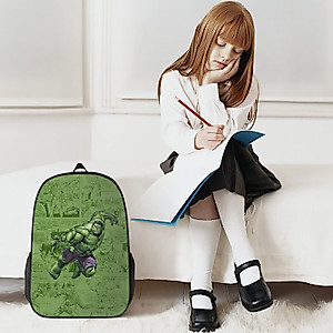 OKJLDH 17 Inch Laptop Backpack Cute Casual Bookbag Movie Theme Schoolbag for Men Travel Outdoor Activities, Green, 11*6*17 IN