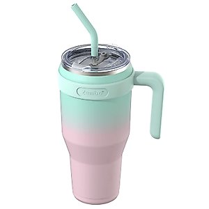 Zenbo 40 oz Tumbler with Handle–Stainless Steel Vacuum Insulated Mug Cup with Handle,Lid and Straw,Keeps Drinks Cold up to 34 Hours – Sweat-Proof Body, Dishwasher Safe
