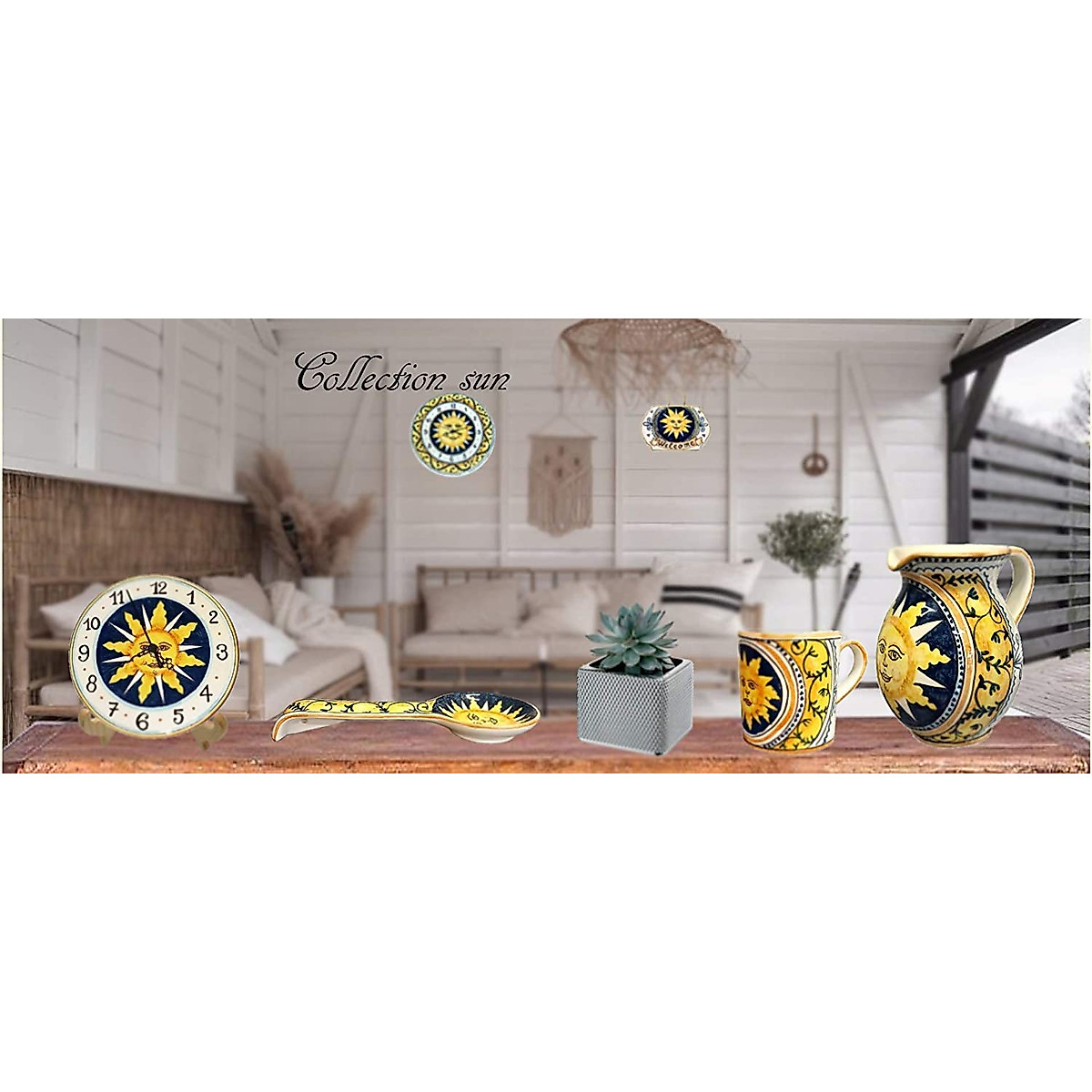 CERAMICHE D'ARTE PARRINI - Italian Ceramic Art Pottery Mug Cup Decorated Sun Hand Painted Made in ITALY Tuscan