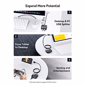 USB Hub, USB 3.0 Hub with 4 USB A Port 5Gbps, 1.8ft Extension Cable, Micro Charging Port, USB Splitter USB Expander for Laptop, HDD, Flash Drive, Macbook, XPS, PS5, TV, PC, Switch More [Universal]