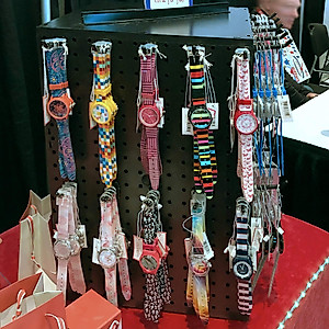 Azar Displays 701414-BLK Rotating Stand, Peg Display Carousel, Four Sided Rack for Jewelry, Accessories, or Crafts, Revolving Displays for Retail, Pegboard Organizer, Black, 14"x14"x20"