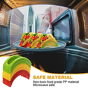 PAGOW 21pcs Taco Holder Stands, Hard Plastic Taco Shell Rack, Non Toxic BPA Free Taco Stand for Tortillas Burritos ( 3 Color: Red, Yellow, Green )