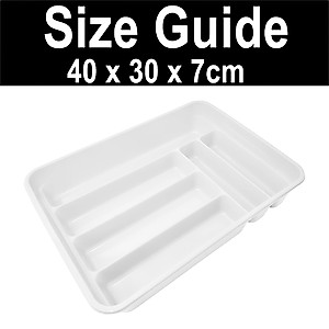 PLASTIFIC 1 Tier Large & Deep CUTLERY TRAY Flatware Organiser Strong Plastic Drawer Sliding Tidy Multipurpose flatware Holder Kitchen Accessories for Tableware(1A - White)…