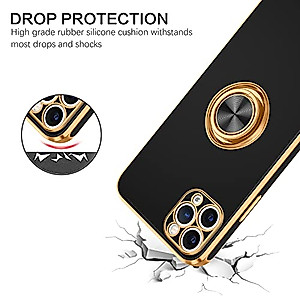 BENTOBEN iPhone 11 Pro Max Case, Phone Case iPhone 11 ProMax, Slim Fit Kickstand Ring Holder Shockproof Protection Soft TPU Bumper Drop Protective Girls Women Boy iPhone 11 ProMax 6.5 Cover,Black/Gold