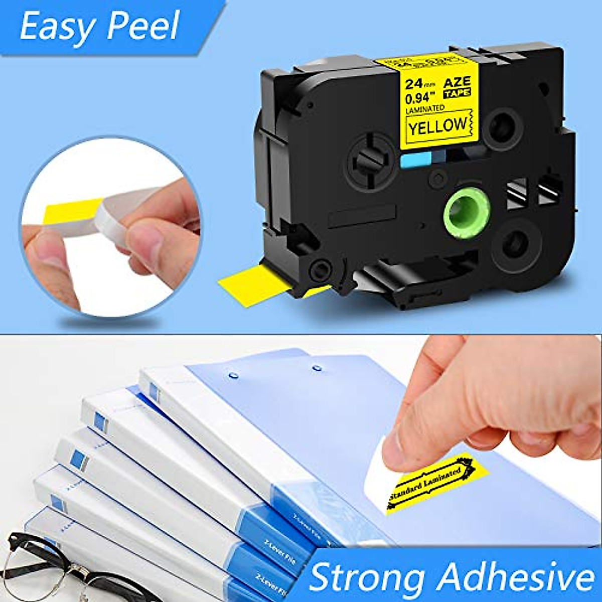 GREENCYCLE Compatible for Brother P-Touch TZe-651 TZe651 AZE Tape 24mm 0.94 Inch 1" Black on Yellow Laminated Label Tape for PT2730 PT9600 PTD600VP PTD800W PTH500LI PTP700 PTP710BT PTP750W, 3 Pack