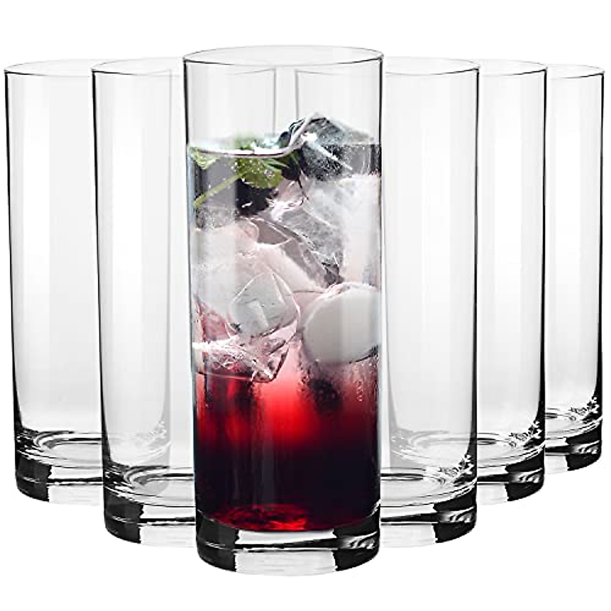 KROSNO Tall Water Juice Drinking Glasses | Set of 6 | 16.9 oz | Balance Collection | Highball & Tumbler Crystal Glass | Perfect for Home Restaurants and Parties | Dishwasher Safe | Gift Idea | Made in Europe