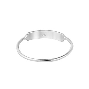 AeraVida Dainty Sleek Shiny Simple Engravable Rectangle Bar .925 Aesthetic Sterling Silver Ring for Woman - Size 7