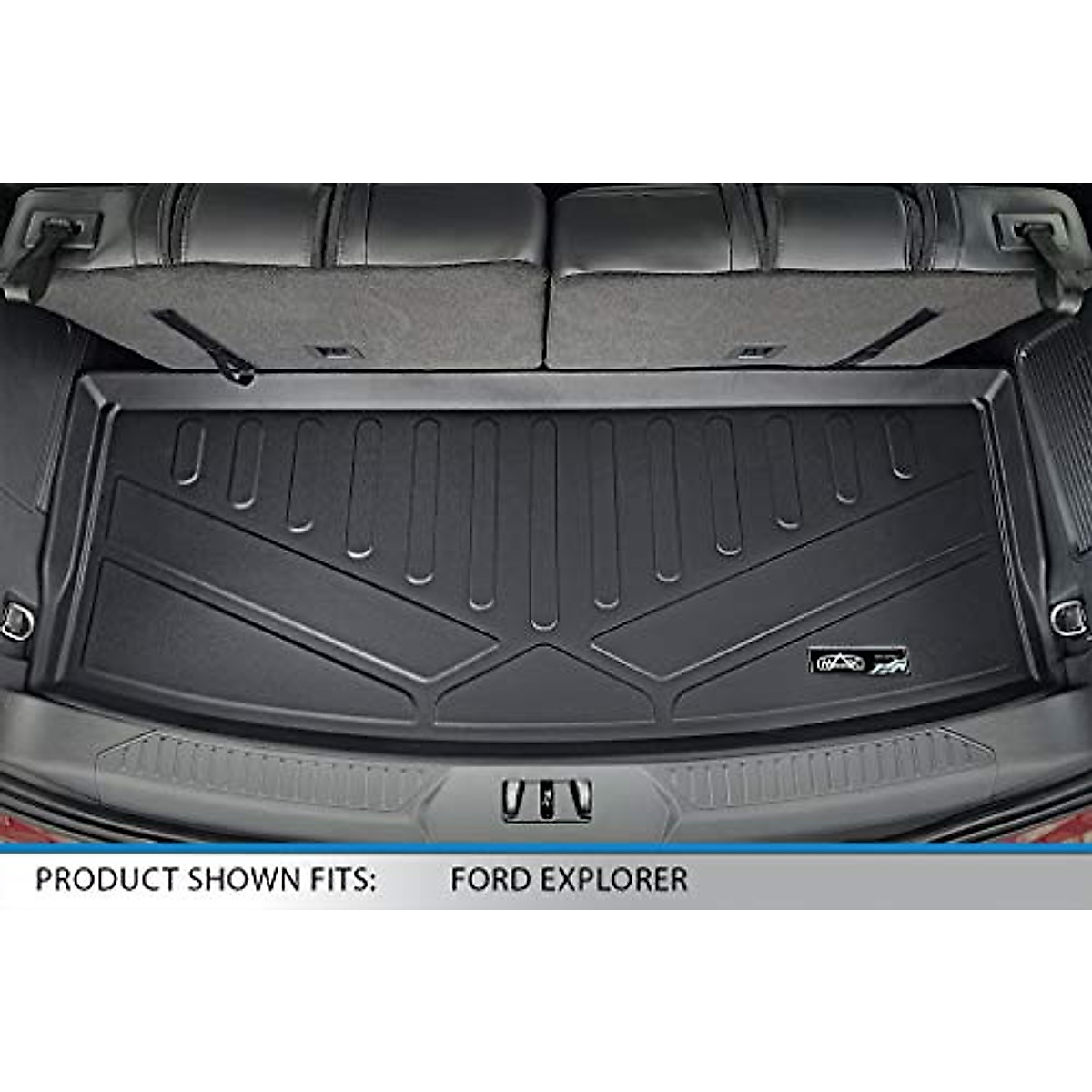 SMARTLINER All Weather Custom Cargo Trunk Liner Floor Mat Behind 3rd Row Black Compatible with 2020-2023 Compatible with Ford Explorer