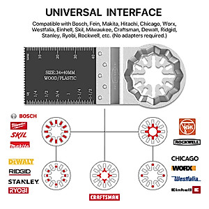 Oscillating Tool Blade Adapter-Free 2-sec Install 16PCS, Fast Smooth Cutting Multitool Blade - Strong Straight & Wavy Teeth, Oscillating Saw Blade for Wood Nails Metal, Fit Bosch Fein