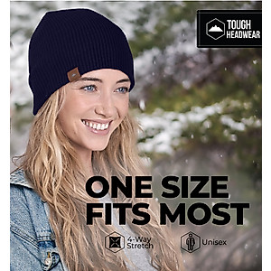 Tough Headwear Beanies for Men & Women - Knit Beanie, Warm & Soft Ribbed Beanie, Daily Knit Hat, Women & Mens Toboggan Hat for Cold Weather Navy Blue