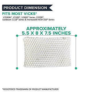 Crucial Air Replacement Air Filters Compatible with Vicks Part WF2 Humidifier Models V3500N, V3100, V3900, V3700 Sunbeam 1118, Honeywell HCM 350 - Home Humidifier, Vacuum Cleaners (2 Pack)