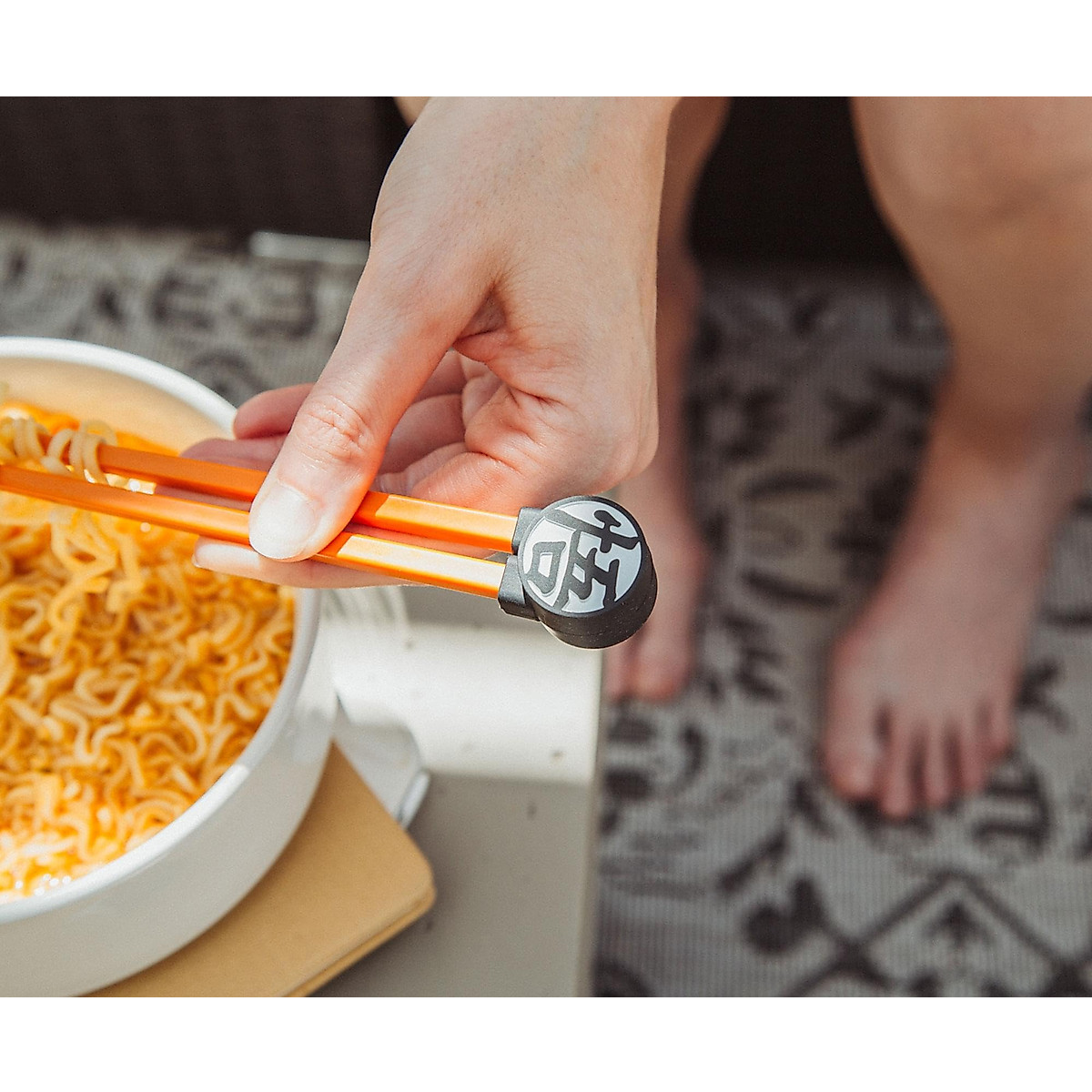 Dragon Ball Super Goku Symbol PVC Plastic Training Chopsticks For Beginners | Reusable Utensil Set For Ramen Noodles, Sushi, and More