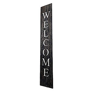 BarnwoodUSA | Farmhouse Rustic Welcome Sign for Front Porch | 5ft Front Door Décor | Vertical Barnwood Welcome Sign | Antique Outdoor Standing Sign | Sturdy | Smoky Black