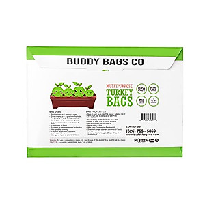 Buddy Bags Co Multipurpose Turkey Oven Bags - Made in USA - 19" x 24.5" - 10 Pack