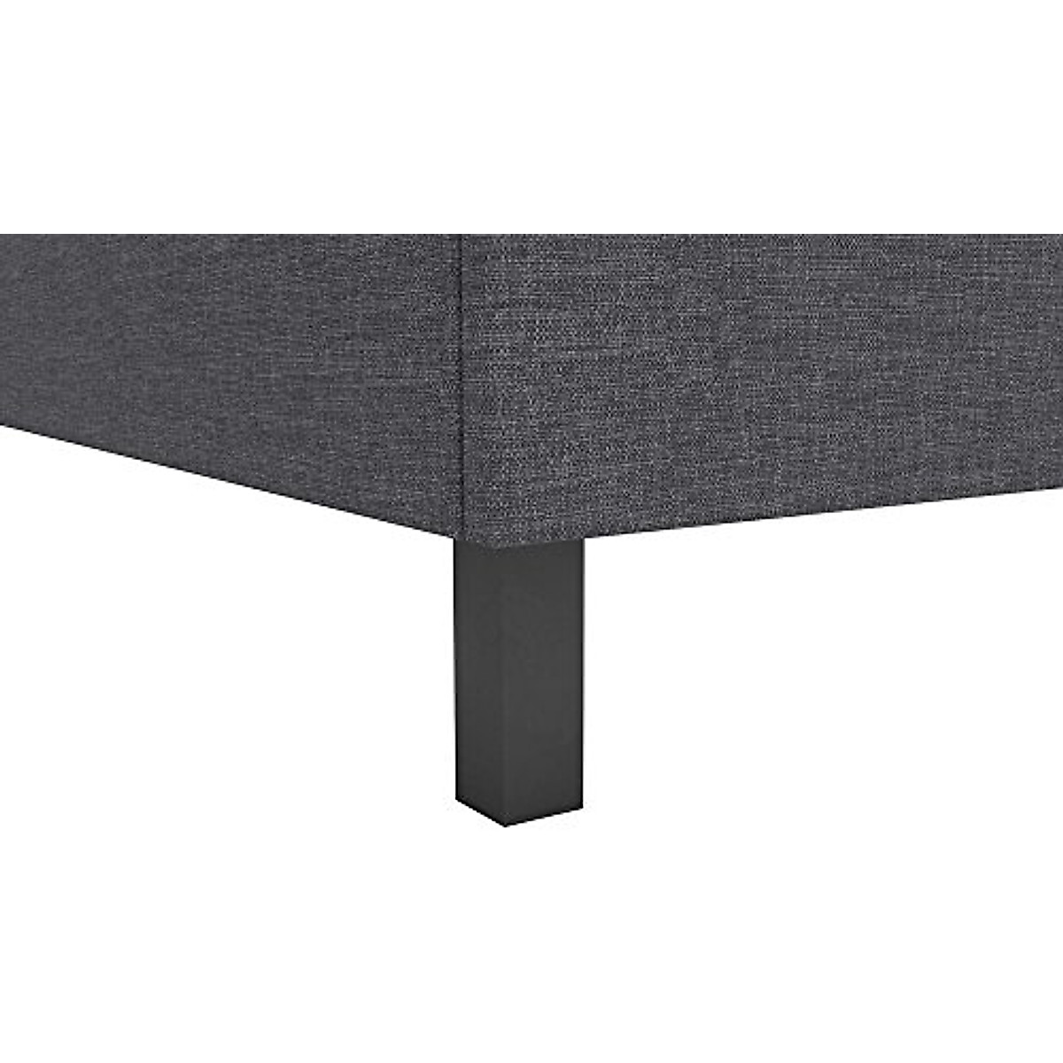 DHP Janford Upholstered Platform Bed with Modern Vertical Stitching on Rectangular Headboard, Queen, Gray Linen