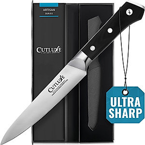 Cutluxe Utility Knife – 5.5" Paring Kitchen Knife – Forged High Carbon German Steel – Full Tang & Razor Sharp – Ergonomic Handle Design – Artisan Series