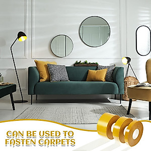 3 Rolls Double Sided Tape Heavy Duty, 0.59/1.18/2 Inch x 66 ft (20m) Clear Fiberglass Mesh Strong Wall Adhesive Tape, Removable Sticky Waterproof Two Sided Mounting Tape for Carpet, Wall, Craft