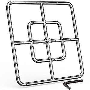 onlyfire 18 Inch Square Fire Pit Burner Ring for Natural Gas & Propane Fire Pit and Fireplace, 304 Stainless Steel DIY Firepit Burner for Both Indoor and Outdoor, BTU 147,000 Max