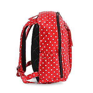 JuJuBe MiniBe Small Backpack, Onyx Collection - Black Ruby - Red/White Polka Dots
