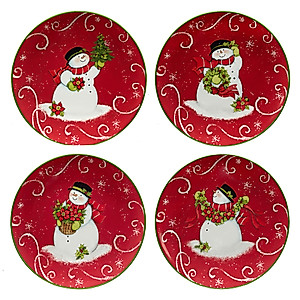 Certified International Holiday Magic Snowman 9" Dessert/Salad Plates, Set of 4, Multicolor