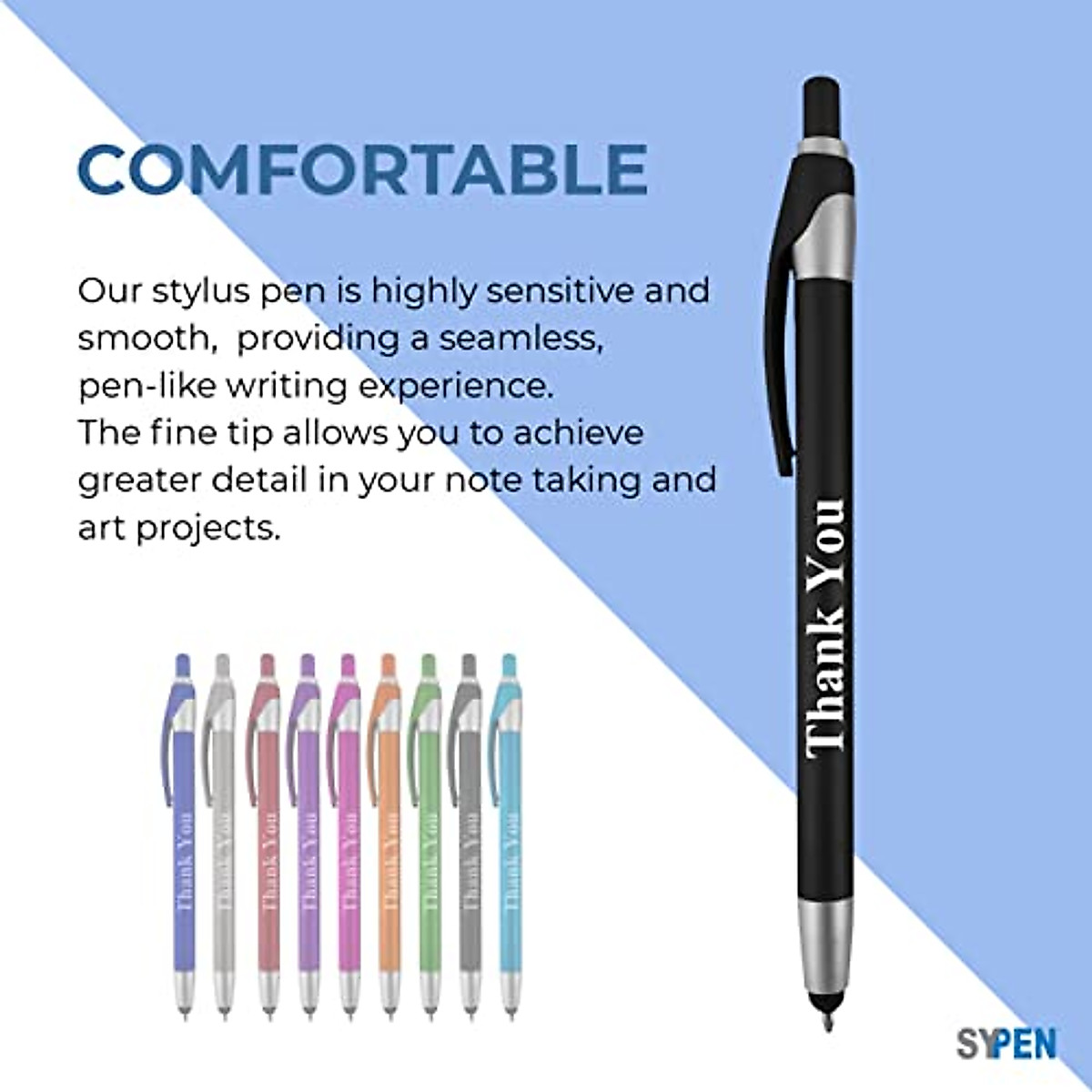 Thank You Greeting Gift Stylus Pens for Touchscreen Devices - 2 in 1 Combo Pen - for Employee Appreciation, Events and Parties, Imprinted "Thank you" on each pen, 100 Pack
