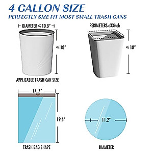 JOYEUX 4 Gallon Small Trash Bags, No-Tearing Drawstring Garbage Bags for Bathroom Kitchen, Febreze Beachside Breeze, 60 Count