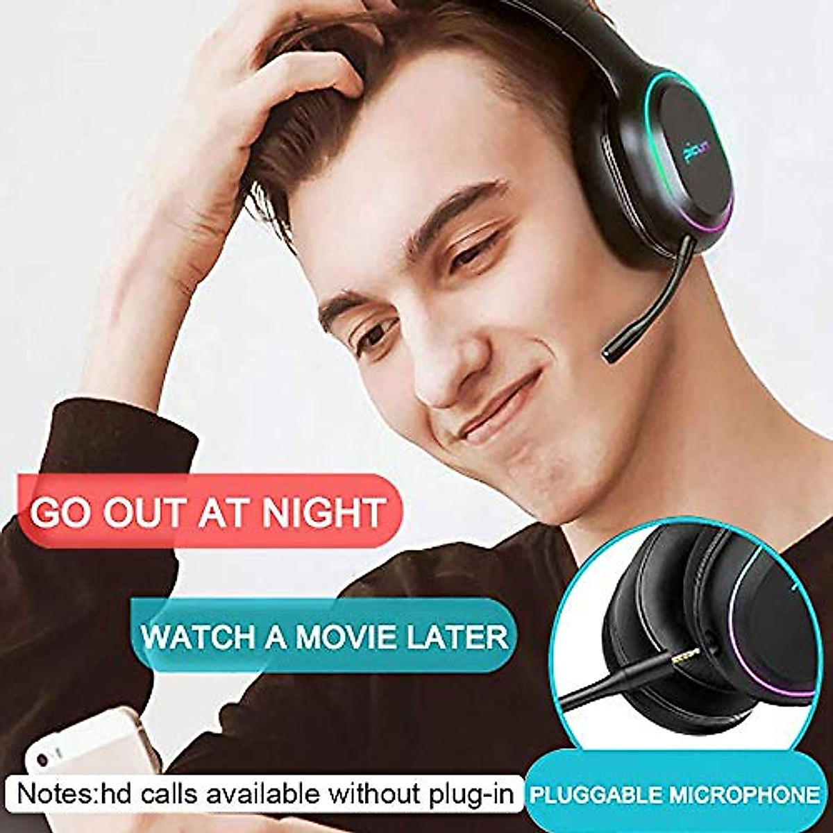 SLuB Bluetooth Headphones Over Ear,2.4GHz Wireless Gaming Headset with Noise Cancelling Detachable Mic,60Hrs Playtime Hi-Fi Ultra-Low Latency Gaming Headphones