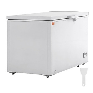 VEVOR Chest Freezer, 12.8 Cu.ft / 345 L Large Deep Freezer & 4 Removable Baskets, Freestanding Top Open Door Commercial Chest Freezers with Locking Lid, 7-Level Adjustable Temp, LED Lighting, 6 Wheels