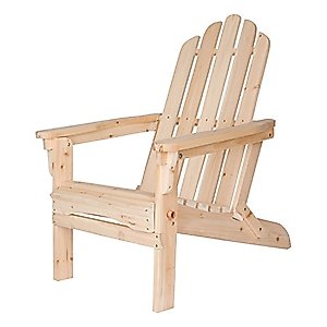 Shine Company 4658N Marina II Adirondack Folding Chair | Outdoor Foldable Wooden Rocking Chair for Garden, Backyard, Firepit, & Deck – Natural