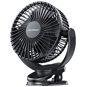 Dorobeen Portable Clip on Fan, 5000mAh Battery Powered Fan, 3 Speed Quiet Rechargeable Mini Desk Fan, 360° Rotate Personal Cooling Fan for Home Office Stroller Camping Golf Cart Fan (BLDC Motor)