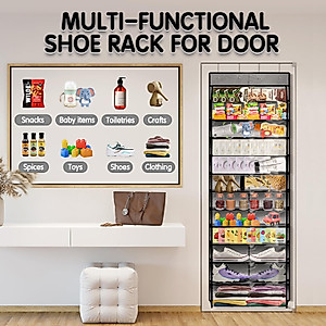 Kotkn Over the Door Hanging Shoe Organizer, 12 Slotted Clear Large Pockets, Hanging Hanging Shoe Organizer, Reusable - Shoe Organizer. Shoe organizer shoe rack for adults, children, babies (Gray)