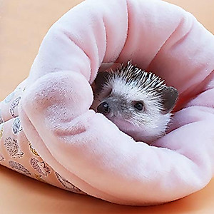Handmade Sleeping Bag Pouch Hideout Cave for Hedgehog Guinea Pig Hamster Rat Ferret Hamster Squirrel and Other Small Animal Beds (Pink)