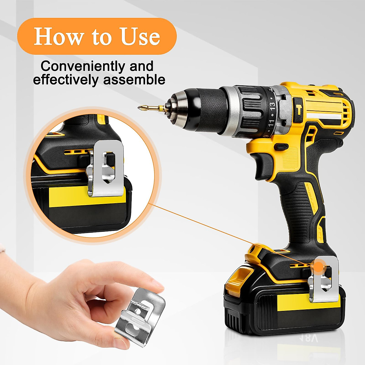 10Pcs Belt Clips For Dewalt, 304 Stainless Steel Hook Clips Drill Clips Tool Kit With Screws Belt Replacement for Dewalt N268241 Fit for 20V Power Tools DCD980 DCD980L2 DCD985L2 DCD985