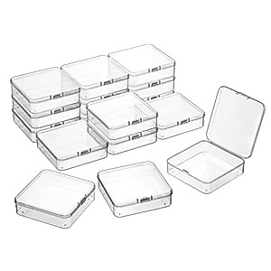 Pure Future 16 Pieces Small Plastic Bead Storage Containers and Organizer Transparent Boxes with Hinged Lid, Clear Craft Supply Box for DIY Art Craft Accessor, Jewelry, Diamonds(3.3*3.3*1 Inches)